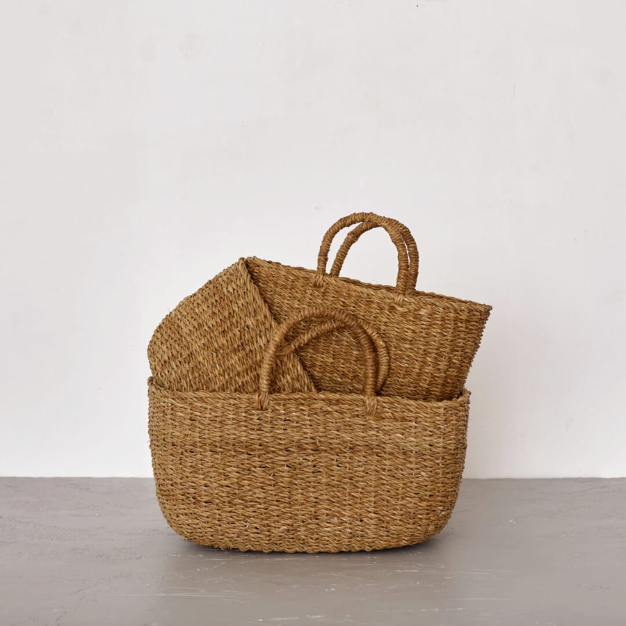 Handwoven Oval Harvest Gathering Baskets with Sturdy Handles – Will & Atlas